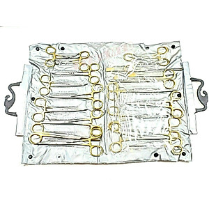 Cynamed-Gold Premium German 82 Pcs Veterinary Instruments Set -Include Kelly Forceps- Mosquito Forceps -Carmalt Forceps -Backhaus Towel Clamp- Mayo Metzenbaum Scissors- All in ONE