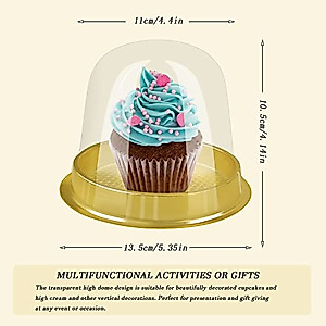 WYOMER 50 Pack 4inch Gold Single Cupcake Boxes with Lid Plastic Individual Cupcake Container Single Cupcake Holder