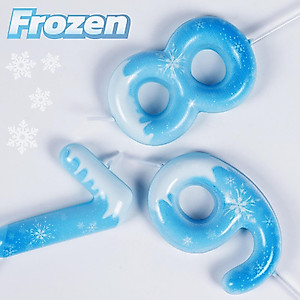 Hongplus White Frozen Snow Themed Birthday Candles, Snowflake Number 4th Birthday Candle for Party Supplies, Snow Winter Frozen Birthday Party Decorations, Number 4 Cake Toppers Decorations