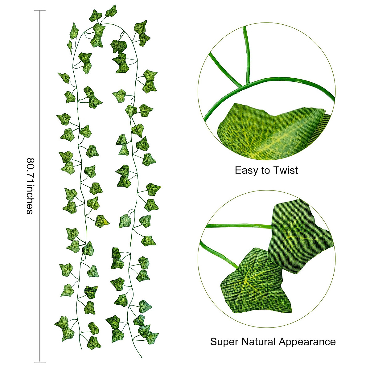 24pcs 168Ft Fake Vines Ivy Leaves Artificial Ivy Garland Greenery Hanging Plants for Wedding Garden Home Office Dorm Wall Decor