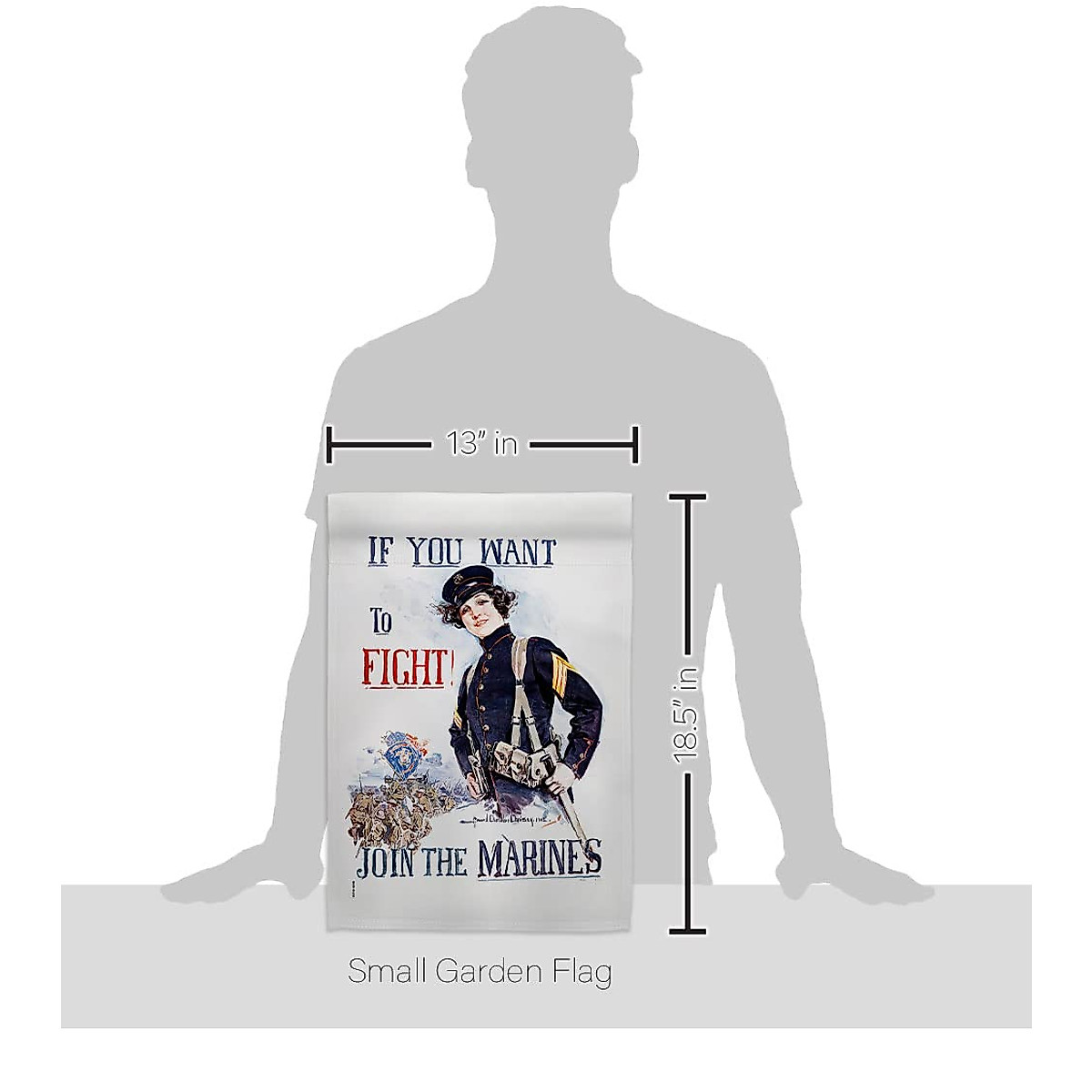 USBrotherhood Join Garden Flag Set Wall Holder Armed Forces Marine Corps USMC Semper Fi United State American Military Veteran Retire House Banner Small Yard Gift Double-Sided, Made in USA