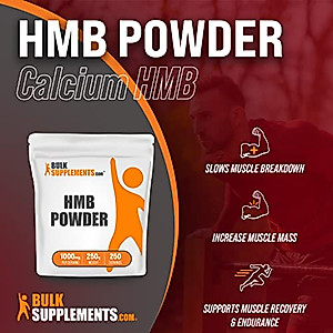 BulkSupplements.com HMB Powder (β-Hydroxy β-Methylbutyrate) - HMB Free Acid - HMB 1000 mg - Calcium HMB - 1000mg per Serving (250 Grams - 8.8 oz)