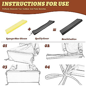 Focuprodu Bench Cushions.Double Piping Bench Cushions for Indoor/Outdoor Furniture,36x14 inchs Outdoor Bench Cushions for Courtyards, Terraces, Swing Cenches (36x14x2.5, Carbon Gray)