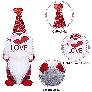 Valentines Day Tiered Tray Decor - 5 Pcs Valentines Wooden Signs Plush Gnome Bead Garland, Valentines Wooden Decor for Farmhouse Valentines Day Decorations Party Supplies(Tiered Tray Not Included)