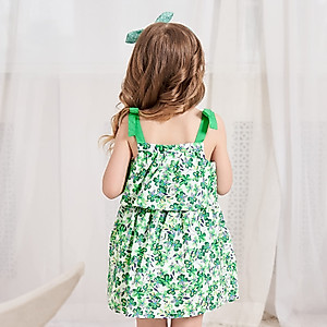 Sosomi Toddler Girls Dress Summer Clothes Sundress Butterfly Baby Girl Floral Green Dresses 18-24 Months