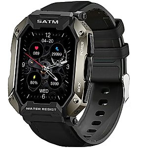 Compatible with AMAZTIM C20 Bands, Lamshaw Leather Silicone Breathable Replacement Smartwatch Strap Wristband Compatible for Kospet Tank M1 Pro/AMAZTIM C20 1.71" Military Sports Smart Watch/Slothcloud