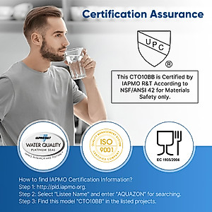 PUREPLUS Coconut Shell Water Filter Cartridge | Activated Carbon Block CTO | Universal Whole House 5 Micron 10 inch Cartridge | Compatible with WFHDC8001, CB-BB-10, EPM, EP-BB, 3Pack