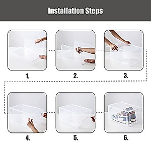 Clemate Shoe Storage Box,Set of 8,Shoe Box Clear Plastic Stackable,Drop Front Shoe Box with Clear Door,Shoe Organizer and Shoe Containers For Sneaker Display,Fit up to US Size 12(13.4”x 9.84”x 7.1”)