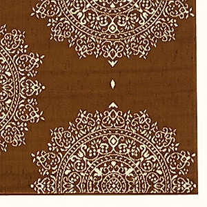 Linon Capri  Medallion Beige White 4'4 x7'3, 3 x 7'3, Brown