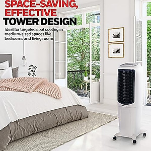 Honeywell 700 CFM Compact Spot Fan & Humidifier, Indoor Portable Evaporative Air Cooler, Swamp cooler, Remote Control (White)