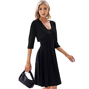 Women Open Front Cardigan Irregular Hemline Bolero Shrug Sweater Black XL