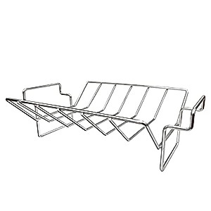 Quantfire Rib Rack and Turkey Rack for Smoking and Grilling, Stainless Steel Dual-Purpose Roasting Rack for L/XL Big Green Egg, Kamado Joe, and Other 18" Grills