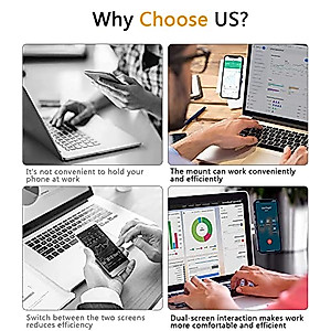 Jkoailiwi Dual Screen Magnetic Phone Holder for Laptop - Adjustable Slim Phone Mount for Monitor's Top and Side - Computer Extension Bracket for Tesla, MagSafe iPhone 15/14/13/12