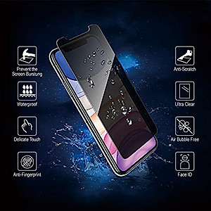 AACL Glass Privacy Screen Protector for iPhone 11/XR,6.1-Inch,Anti Spy Tempered Glass Film,2-Pack