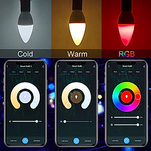 DOGAIN Smart Light Bulbs E12 Base LED Light Bulb Color Changing WiFi-Bluetooth Lights Compatible with Alexa Google Home Tunable White Candelabra Bulbs 360 lm 35w Equivalent 6 Pack