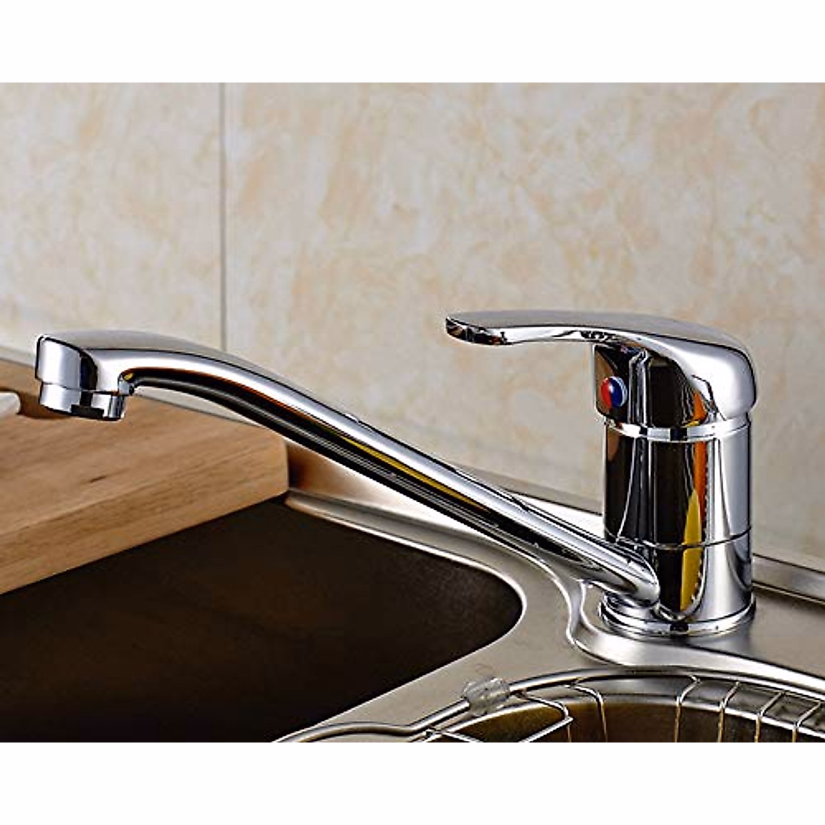 Bathtub Faucet Classic Swivel Brass Single Handle Mixer Kitchen Sink Faucet Cold and Hot Water Tap, Chrome Finish