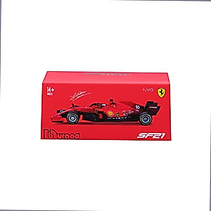 Bburago B18-36828L 1:43 F1 2021 Ferrari SF21 with Helmet Leclerc, Assorted Designs and Colours