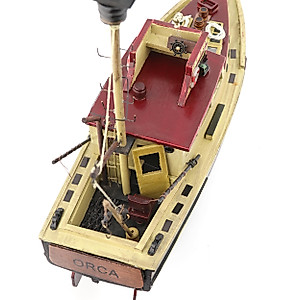 NAUTIMALL Jaws Orca Wooden ship model Shark Fishing Boat Pre-assembled Antique finish sailboat decor (Orca-15inch)