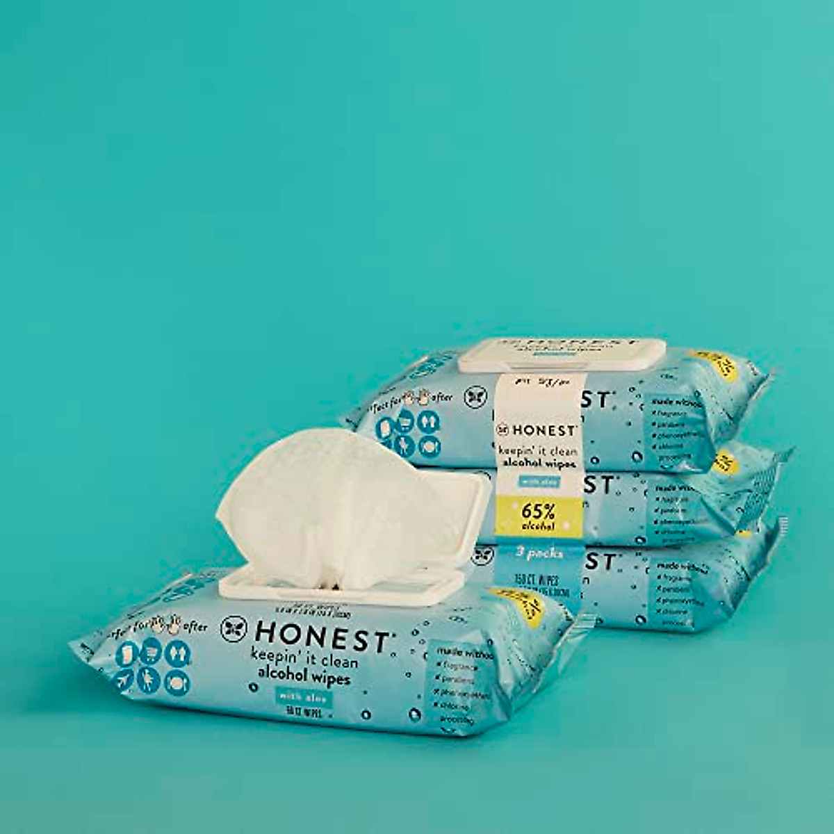 The Honest Company Sanitizing Alcohol Wipes, Unscented, 50 Count (Pack of 3)