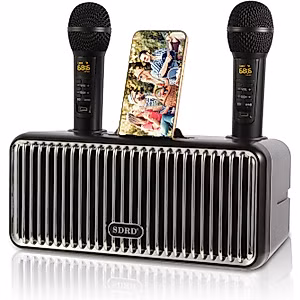 Karaoke Machine for Adults and Kids,Bluetooth Karaoke Speaker with 2 Wireless Microphone,Party Speakers with Phone Holder,HD Sound PA System Support TWS,TFcard,AUX in,for Party/Meeting