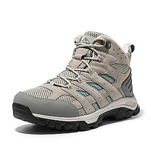 NORTIV 8 Womens Waterproof Hiking Boots Outdoor Trekking Mid Backpacking Mountaineering lightweight boots LIGHT GREY US 8 SNHB2212W