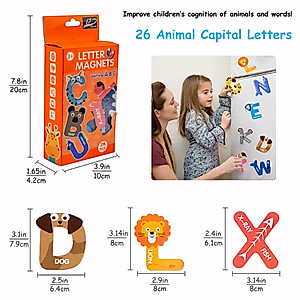 ABCaptain Refrigerator Animal Alphabet Magnets Magnetic Letters Toy, Large ABC Uppercase Preschool Educational Spelling Fridge Game Gift for Kids Toddlers Boys & Girls Ages 3 4 5 (26Pcs)