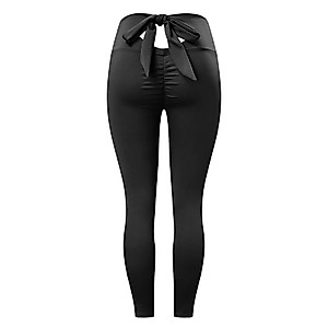 Slimming Leggings, Tj Maxx Leggings for Women Butt Lift Leggings with Pockets Women's Bow Tight Yoga Pants Printed High Waist Abdominal Buttock Elastic Sports Leggings Lifting (XXL, Black-1)