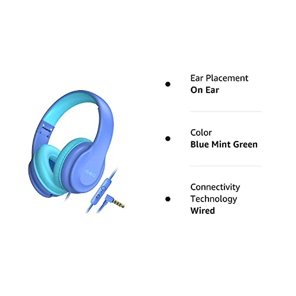 NIVAVA K15 Foldable Wired Headphones with Microphone for School Kids with Share Port 85dB/94dB Safe Volume Limit, Boys Girls for Travel Plane Tablet Kindle