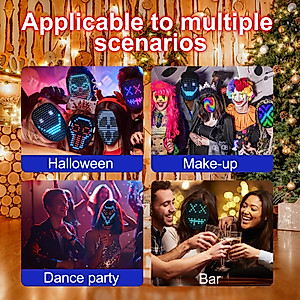 AOSKYKA Face Transforming LED Mask with 50 Presets Pattern Controlled by Gesture, Light Up Mask for Costume Cosplay Party Masquerade, Christmas