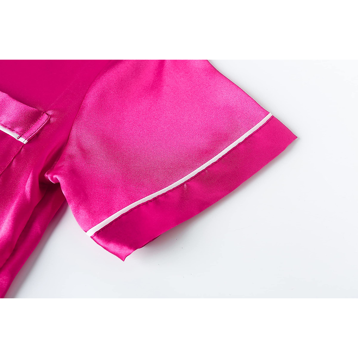 Hupohoi Girls Satin Pajamas Dress Button Down Silky Sleepwear Nightgown Short Sleeve Nightshirt Dresses, Rose, 12