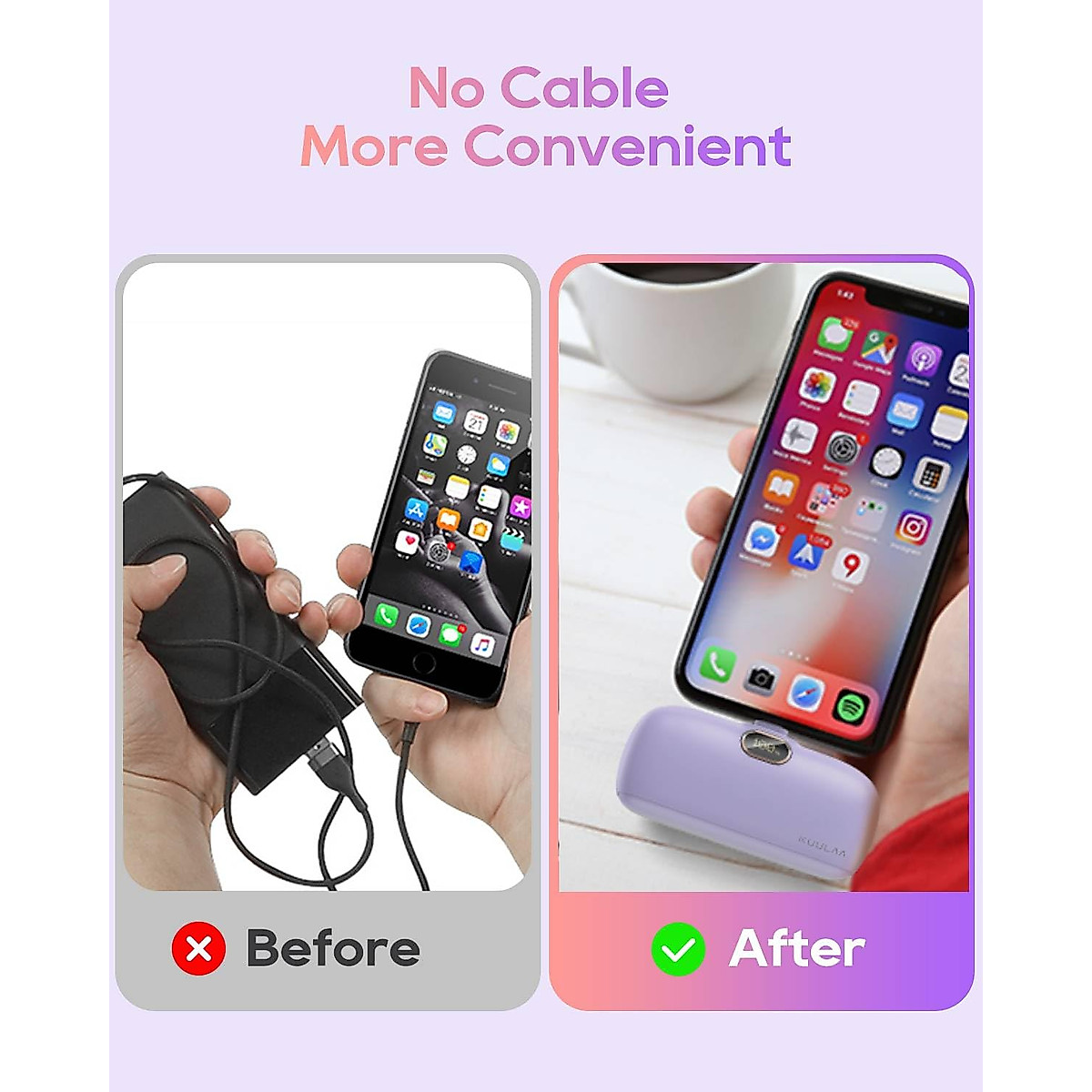 Kuulaa [2 Pack Portable Charger 5000mAh,Small Portable Charger for iPhone 14/14Pro/13/13 Pro/12/11 & Mini PD20W USB C Power Bank Fast Charging for iPhone 15/Samsung Galaxy/Google Pixel,