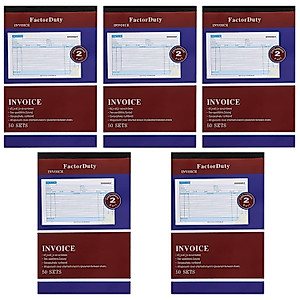 5 Pack Large Sales Order Book Receipt Invoice Duplicate Carbonless 50 Sets 5.5" X 8"5 - Horizontal
