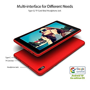 EGOTEK [Updated] 7 Inch WiFi Tablet, Android 10 GMS Certified OS, 2.5D Glass Touch Screen, Support WiFi 6 802.11 ax,1.5GHz Quad Core, 2GB+32GB, Fast Speed, Long Life Battery, Free Leather Case(Red)
