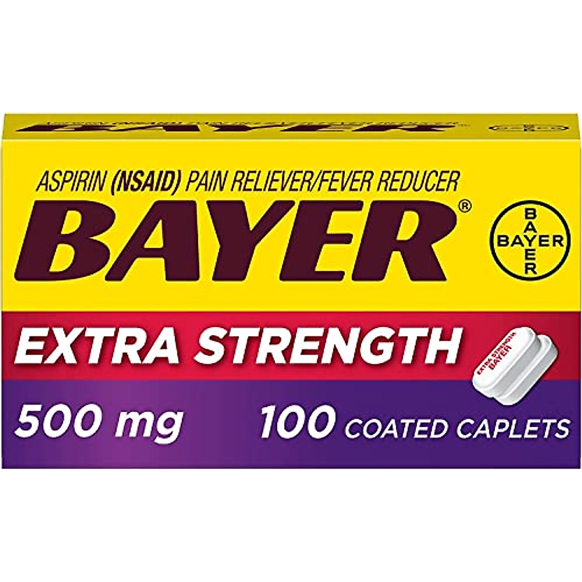 Bayer Extra Strength Bayer 500mg, 100 Count - Pack of 2