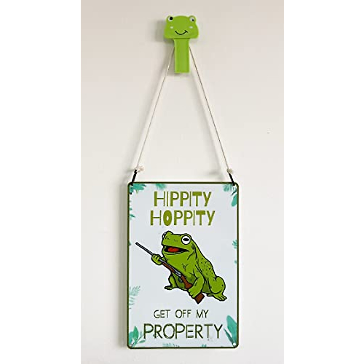 Bestylez Funny Metal Sign Door Sign Frog Decor For Bedroom, Bar, Garage, Yard - Hippity Hoppity Get Off My Property Frog Gift 12 x 8 Inch (005)