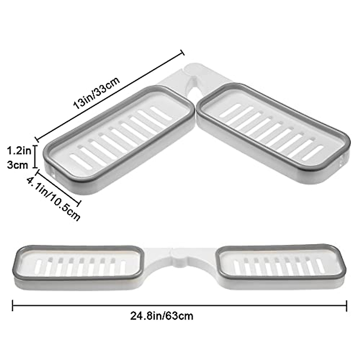 Foldable Corner Shower Caddy, No Drilling Self Adhesive Shower Organizer, Wall Mounted Bath Shelf, Shower Storage Rack for Bathroom, Kitchen, Living Room (Grey)