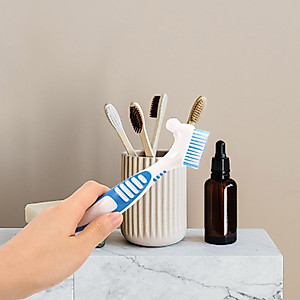 Lurrose Denture Case Kit 2 Sets Denture Brush with Portable Toothbrush Box Denture Brush Retainer Bath with Lid, Retainer Cleaning Denture Boxes, Toothbrush Kit for Travel