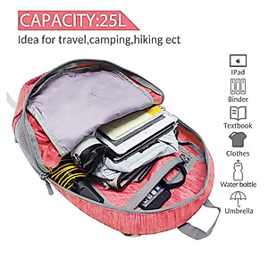 ZOMAKE 25L Ultra Lightweight Packable Backpack - Foldable Hiking Backpacks Water Resistant Small Folding Daypack for Travel(Red)