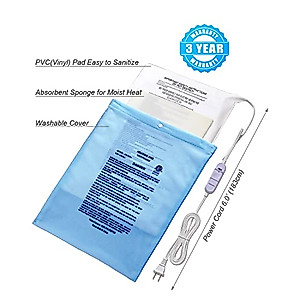 Boncare Stay On NO Auto-Off Hot Heating Pad for Cramps and Back Pain Relief Boncare 12” x 15” Small Fomentera Electrica Lumbar Moist & Dry Heat Washable Cover (Sky Blue)