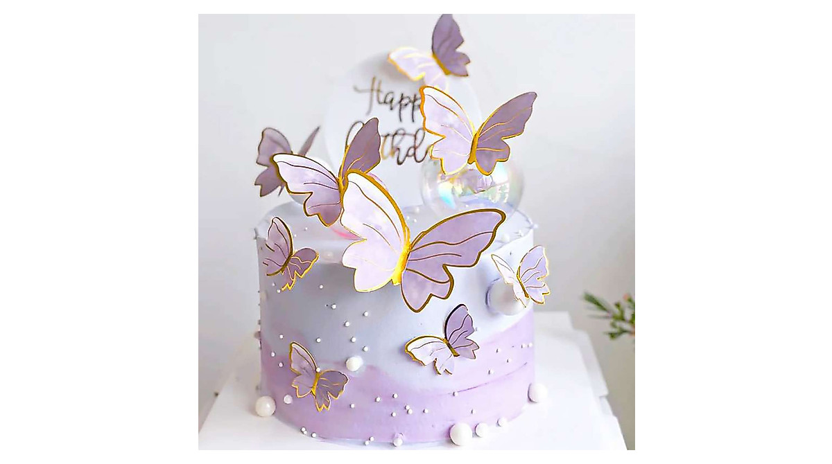 Purple Butterfly Cake Toppers for Birthday Parties