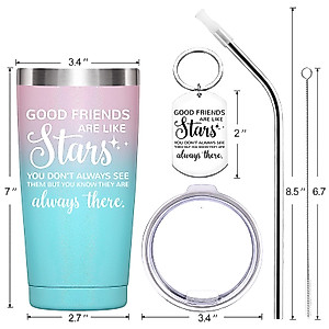 SMITWORLD Good Friends Are Like Stars, Christmas Birthday Gifts for Women Friends, Girlfriend, Mom, Sisters, Sometimes She is Alone, This is Her Reminder, Cute Mug Tumbler Cup 20 oz with A Keychain