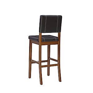 Linon Home Decor Milano Bar Stool, Medium Dark Walnut, 30-Inch