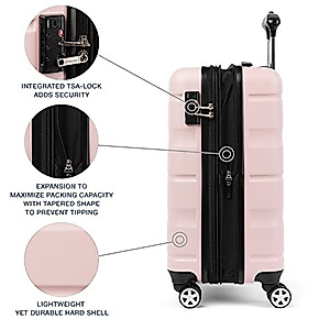 Travelpro Runway 2 Piece Luggage Set, Carry-on & Convertible Medium to Large Check-in Hardside Expandable Luggage, 8 Spinner Wheels, TSA Lock, Hardshell  Suitcase, Powder Pink