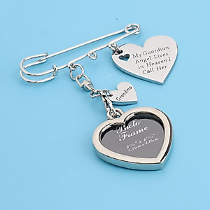 LQRI Wedding Memorial Gift Wedding Boutonniere Bouquet Charm Pin Guardian Angel Grandma Walk Down The Aisle Bridal Charm in Memory of Grandma (silver)