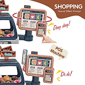 Pretend Role Play Toy Kids Coffee Maker Playset, ACROFEK Toy Coffee Maker with Sound Light, Play Coffee Maker Set for Kids with Fake Donuts (41PCS)