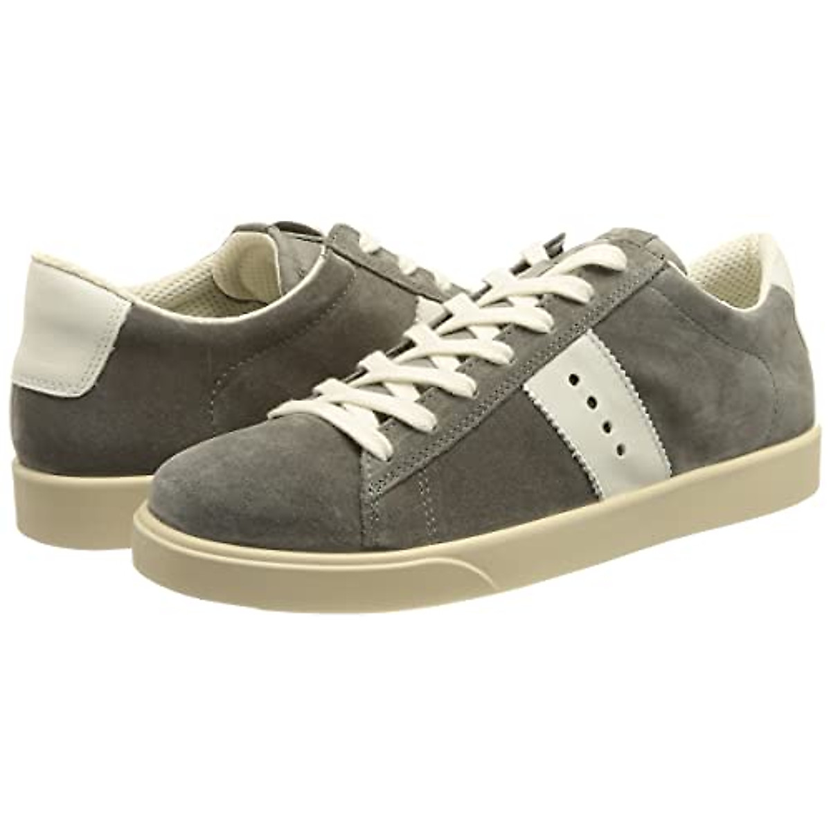 ECCO Women's Street Lite Retro Sneaker, Steel/White Suede, 8-8.5