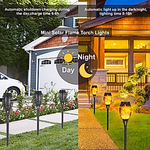 RIDALUX Solar Outdoor Lights Decorative with Flickering Flame: 12Pack Mini Solar Landscape Lights Waterproof - LED Torch Lights for Yard Patio Pathway (Yellow)