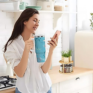 DIGTIA Stainless Steel Insulated Tumbler w/Handle & Straw, Lobster Double Wall Vacuum Travel Coffee Mug Cup w/Lid, Leak-Proof Sports Summer Beach Water Bottle,30oz