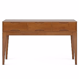 SIMPLIHOME Harper Solid Hardwood 54 Inch Wide Mid Century Modern Console Sofa Table in Teak Brown, for The Living Room Entryway and Bedroom