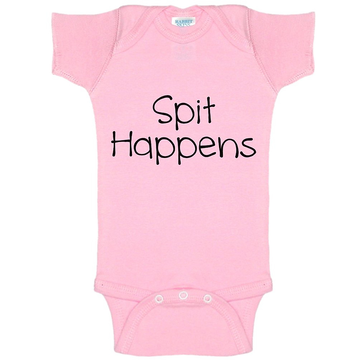 Spit Happens Funny Baby Bodysuit Infant (Pink, 12 Months)
